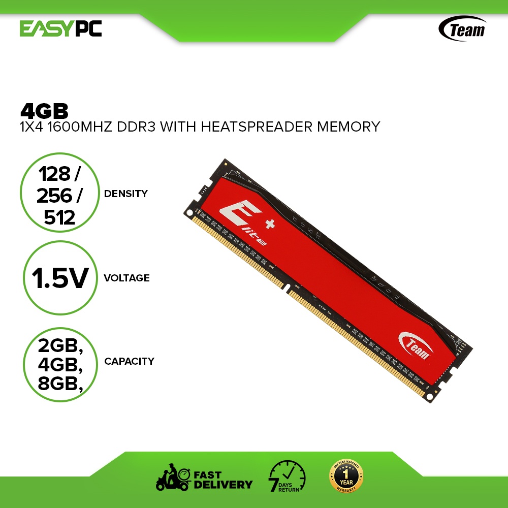 Team Elite Memory 4gb Ddr3-1600 with heat spreader, RAM for cool Gaming ...