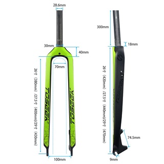 TOSEEK Carbon Fiber Bike Non-Tapered / Tapered Rigid Fork Fit 26 / 27.5 ...