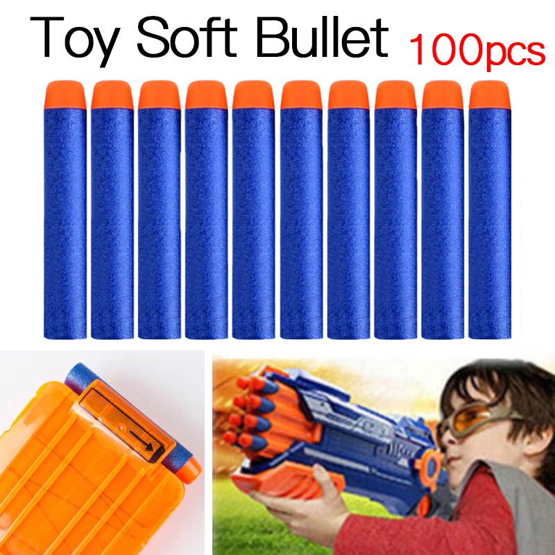 100pcs Nerf Bullets EVA Soft Hollow Hole Head 7.2cm Refill Bullet Darts ...