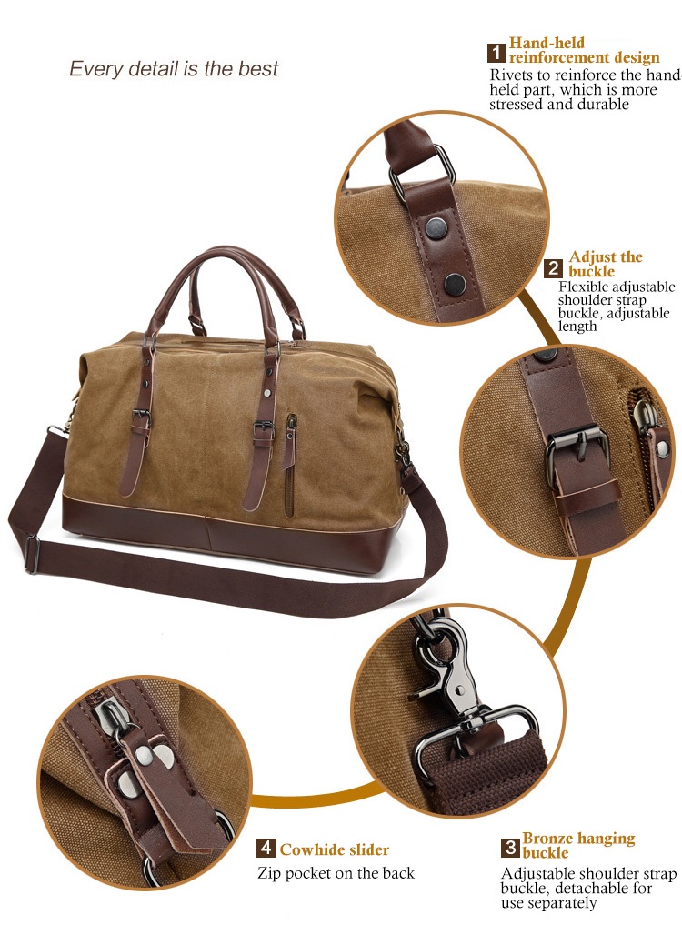 AUGUR COD canvas shoulder leather sling trolly bag travel luggage for ...