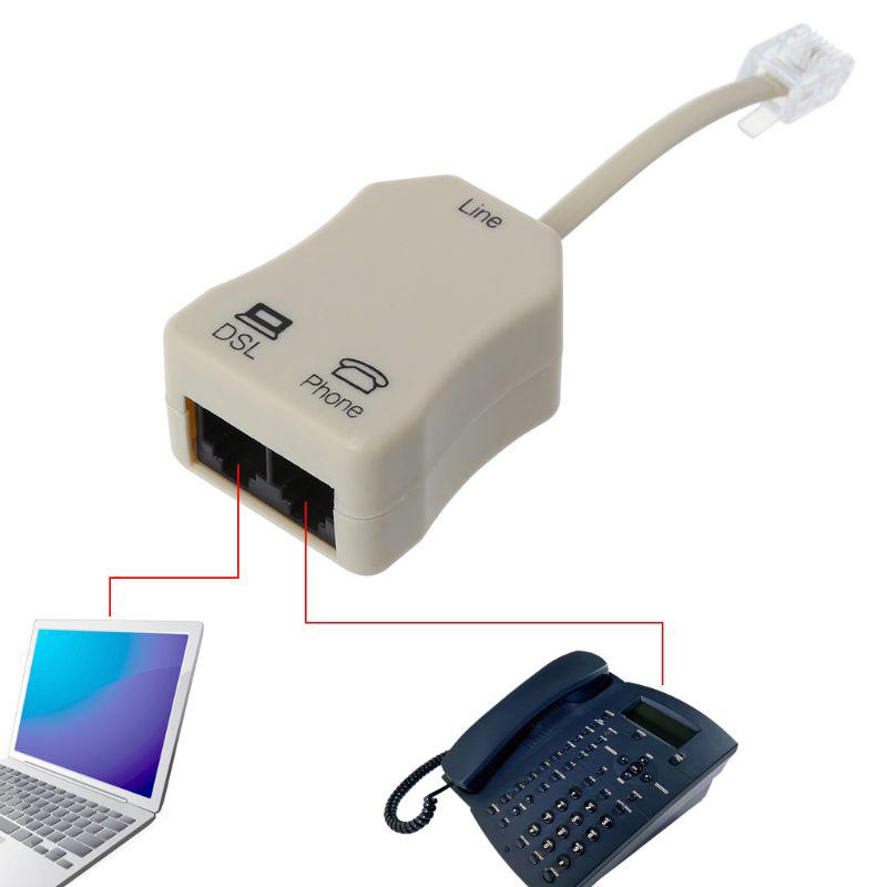 Portable ADSL Modem Telephone Phone Fax In-Line Splitter Filter Network ...