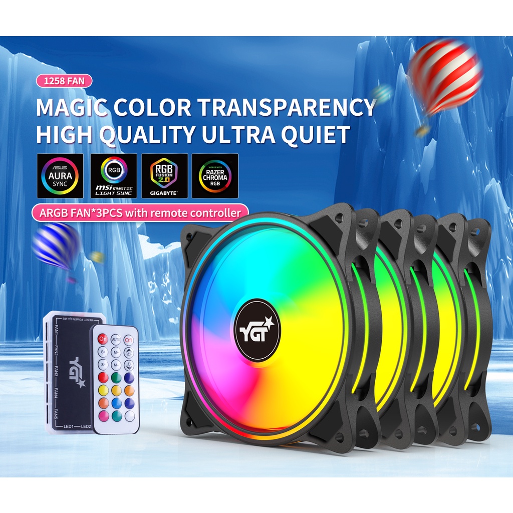 Brand new! YGT ARGB FAN 3 IN 1 KIT Romantic Series #1258/120MM Cooling ...