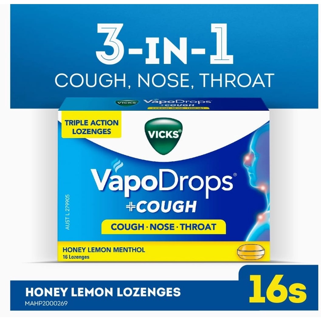 Vicks VapoDrops Honey Lemon Menthol Clay 16 lozenges | Shopee Philippines