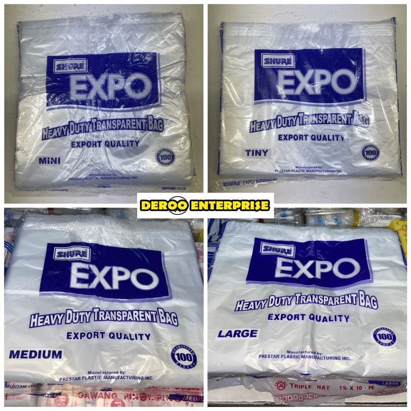 100pcs SHURE Expo Plastic Sando Bag Transparent Mini/Tiny/Medium/Large ...