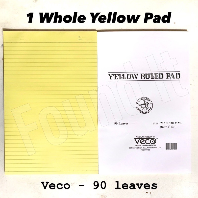 1 Whole Yellow Pad Veco 90 Leaves Shopee Philippines