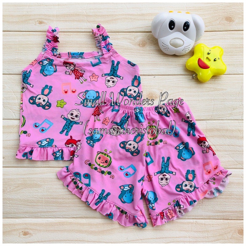 CUTE RUFFLED SANDO & SHORT FOR GIRLS RANDOM PRINTS | Shopee Philippines