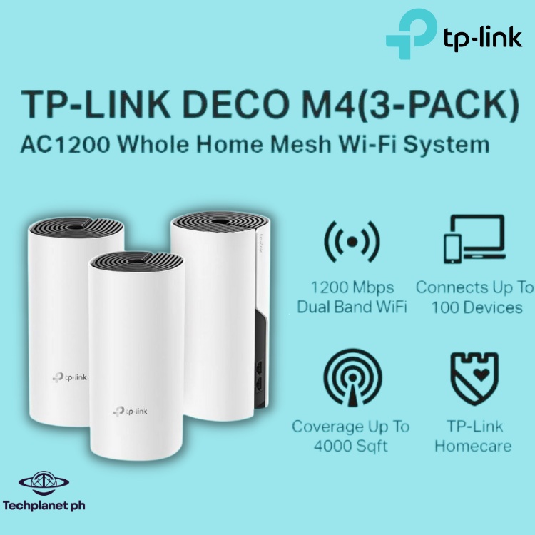 TP-LINK Deco M4 (3-pack) Mesh Router AC1200 Whole Home Mesh Wi-Fi Mesh ...