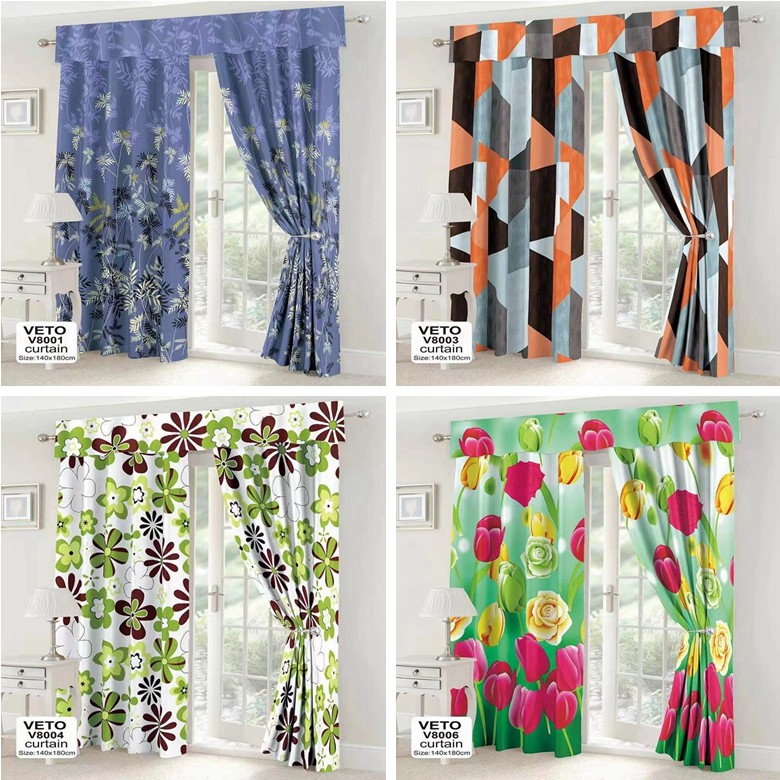 Flower Curtain Kurtina For Window Or Door Or Stripe Curtains Home Decor ...