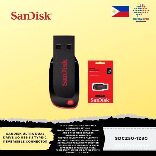 SanDisk 128GB Cruzer Blade USB 2.0 Flash Drive - SDCZ50-128G | Shopee ...