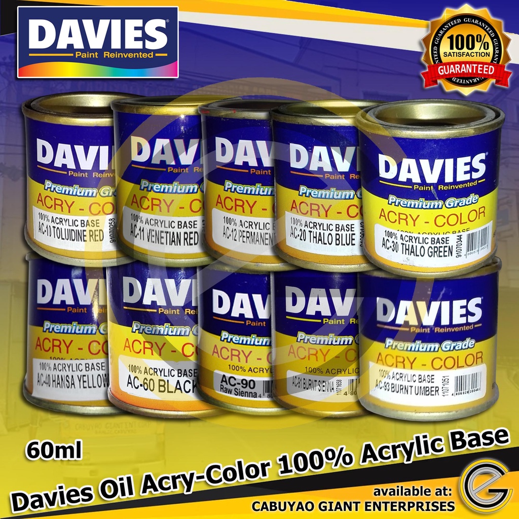 Davies Premium Grade Acry-Color 100% Acrylic Base 60ml | Shopee Philippines