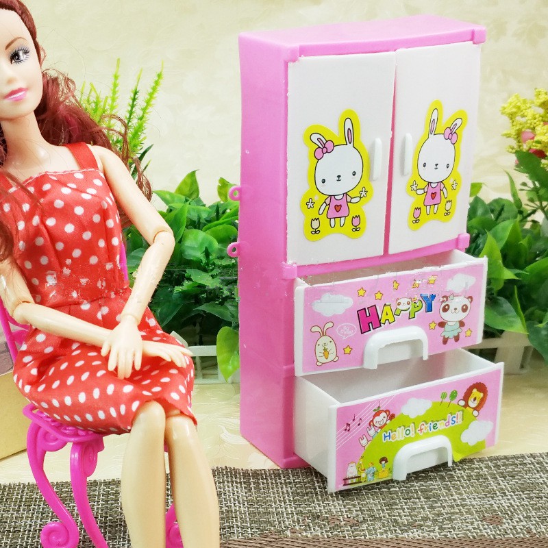 Pink Wardrobe Shoebox Lockers Drawer Girl Furniture For Barbie ...