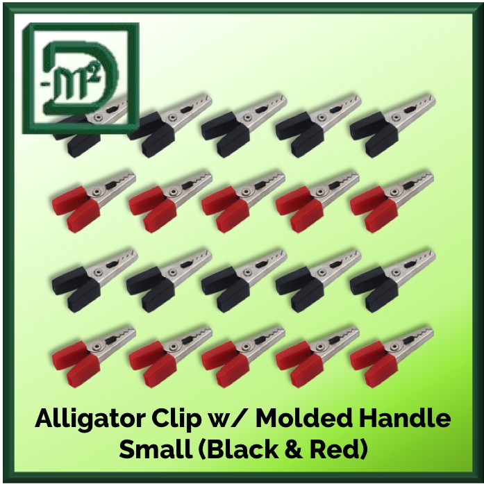 Alligator Clip with Molded Handle Small Black & Red (10 pairs) | Shopee ...