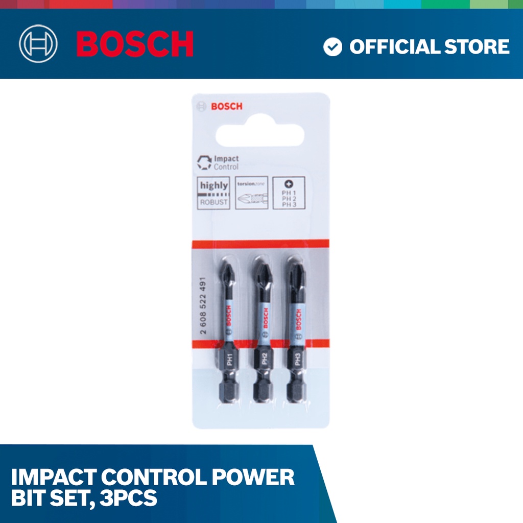 Bosch Impact Control Phillips Screwdriver Bit 3-piece Pack | Shopee ...