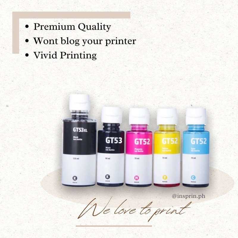 Premium GT51 & GT52 GT53 GT53XL Refill Ink Compatible for HP | Shopee ...