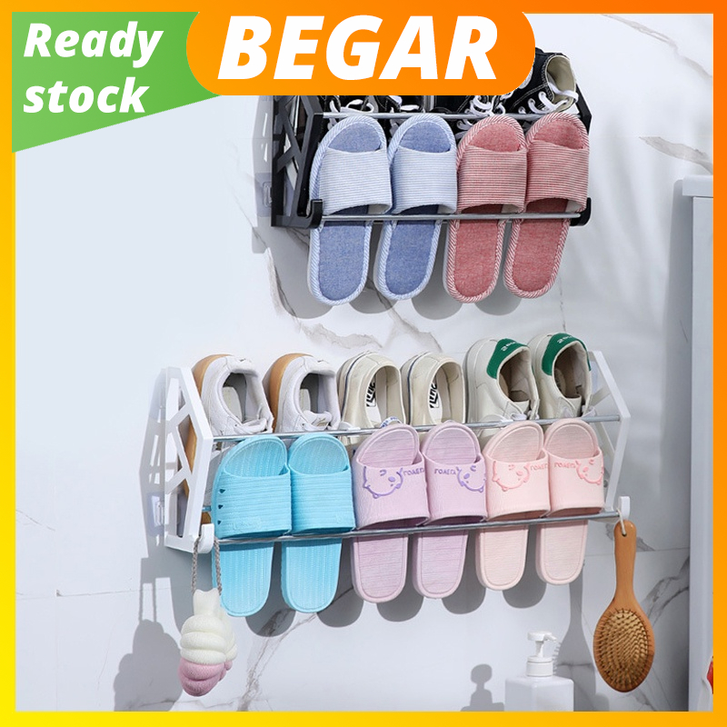 63cm 44cm Wall Mount Shoe Rack Behind Door No Drill Slipper Shoe Rack ...