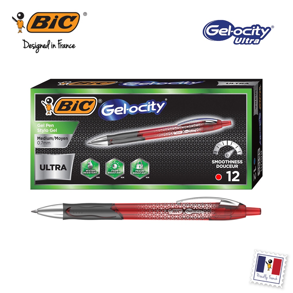 BIC Gelocity Utra Gel Pen 0.7mm Box of 12 (Red) | Shopee Philippines