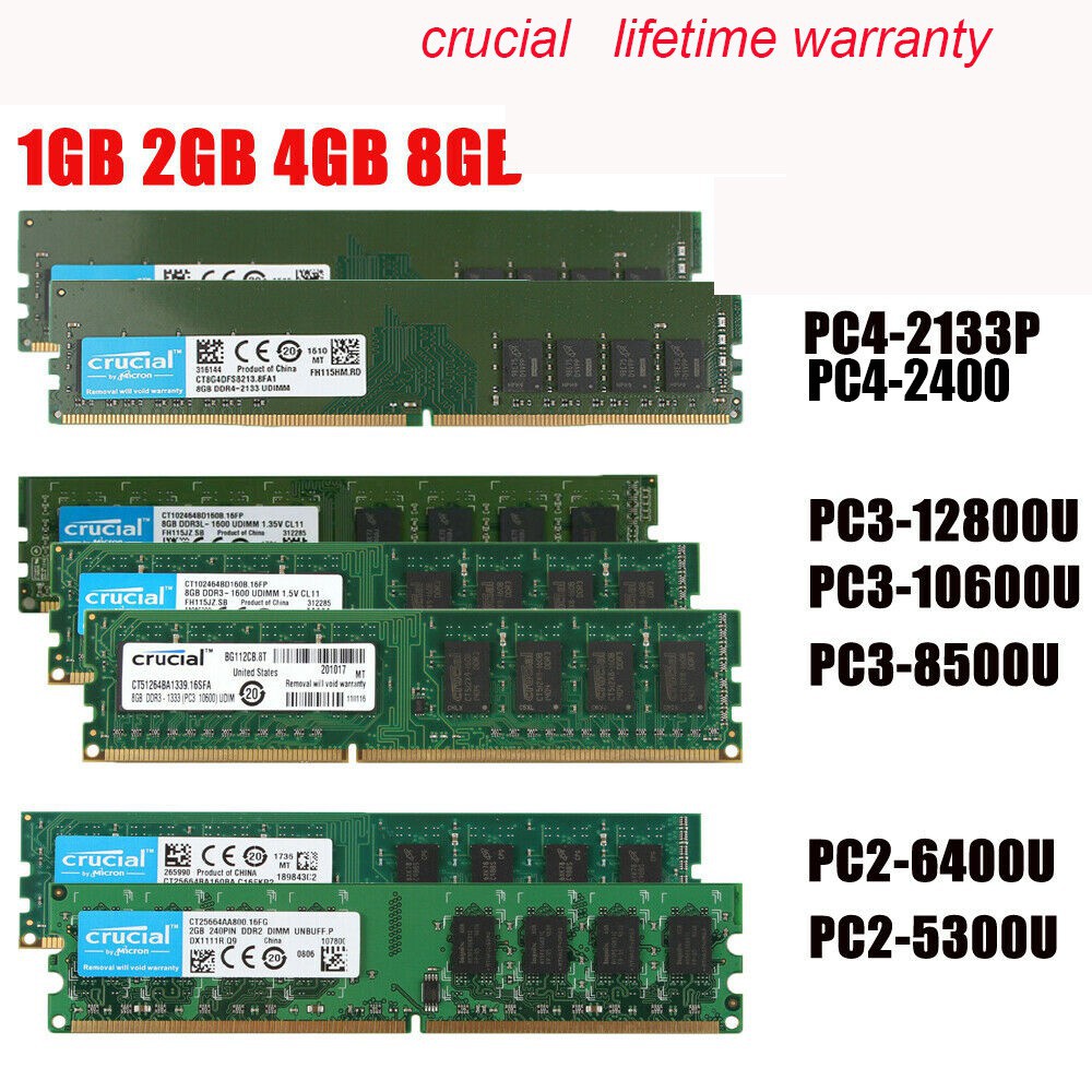 NEW 4GB 8GB Crucial DDR4 2133MHZ 2400MHZ 2666MHZ DDR3 1066MHz 1333MHz ...