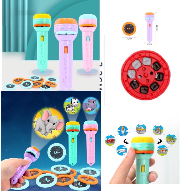 Kids Flashlight Story book Projector Torch early Educational Light-up ...