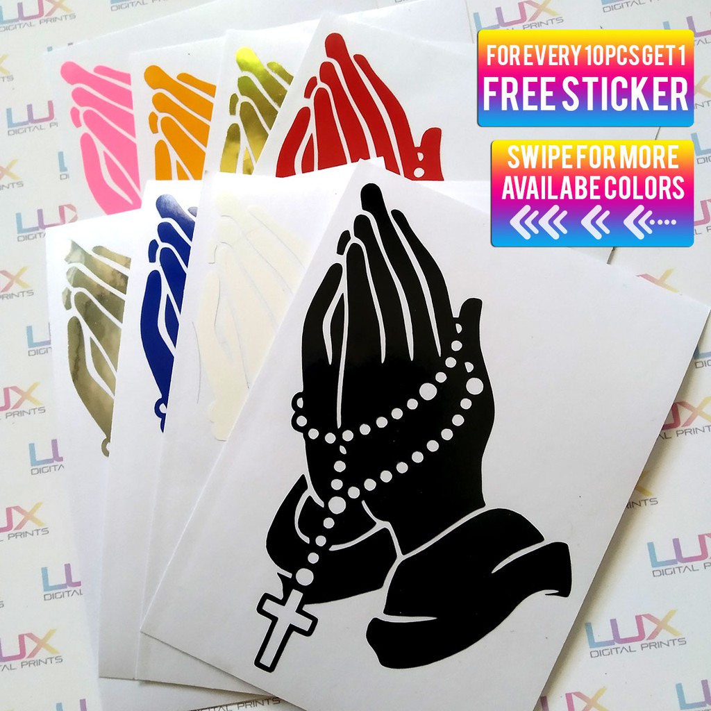 HAND ROSARY holographic Die-Cut Vinyl Sticker/Decal/car/motor/laptop ...