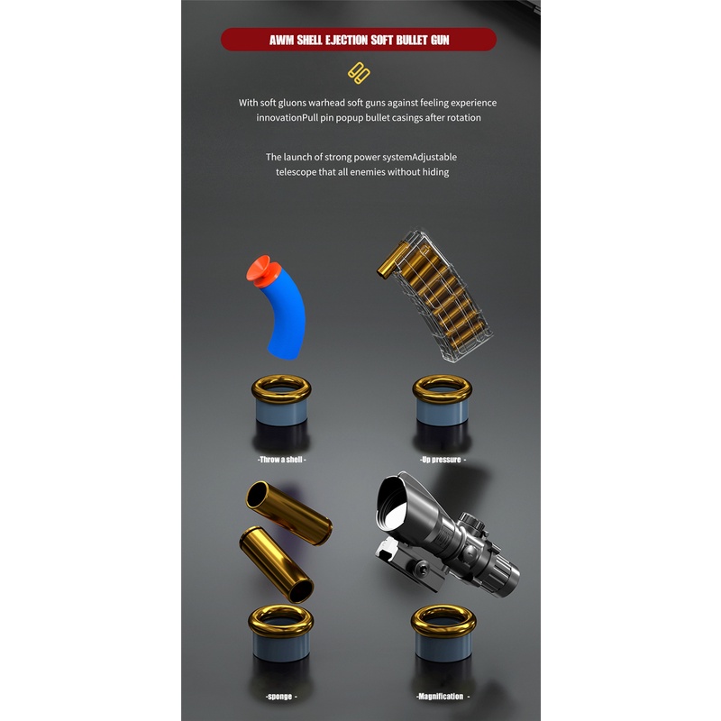 M416 Shell Ejection Soft Bullet Gun EVA Soft Bullet Sniper Rifle ...