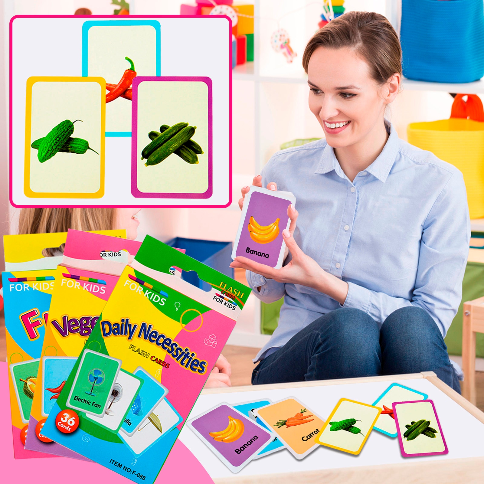 Montessori Card Books Educational Flash Cards for Toddlers First Words ...