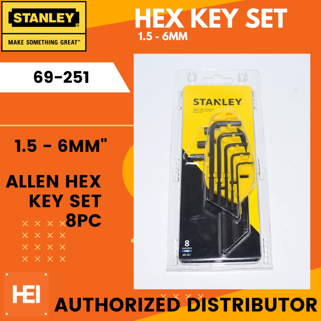 STANLEY 8pc Hex Key Set 1.5 to 6mm (69-251) Allen Wrench Set | Shopee ...