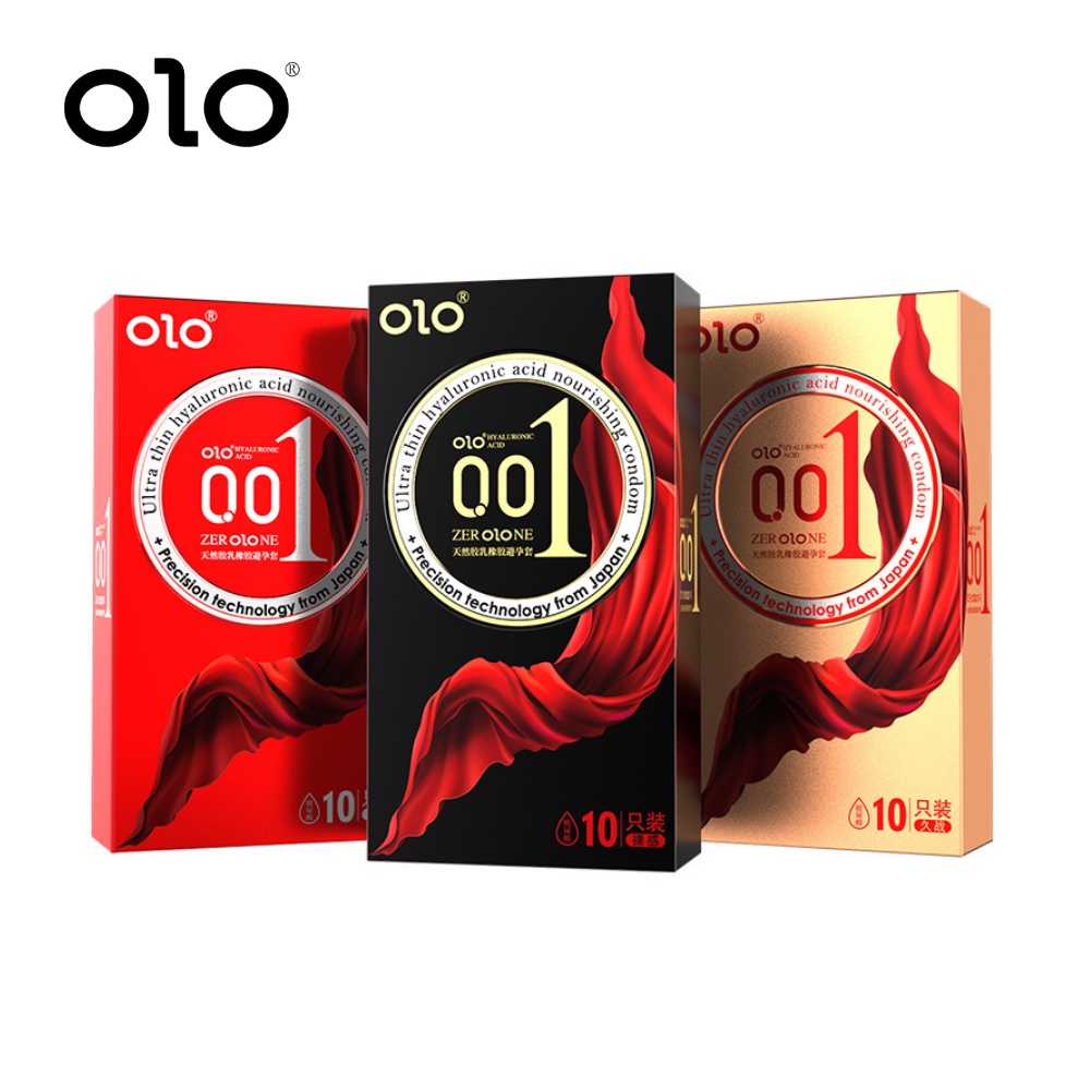 OLO 001 Hyaluronic Acid Nourishing Ultra Thin Condoms Natural Latex Rubber Condom (10pcs/box ...