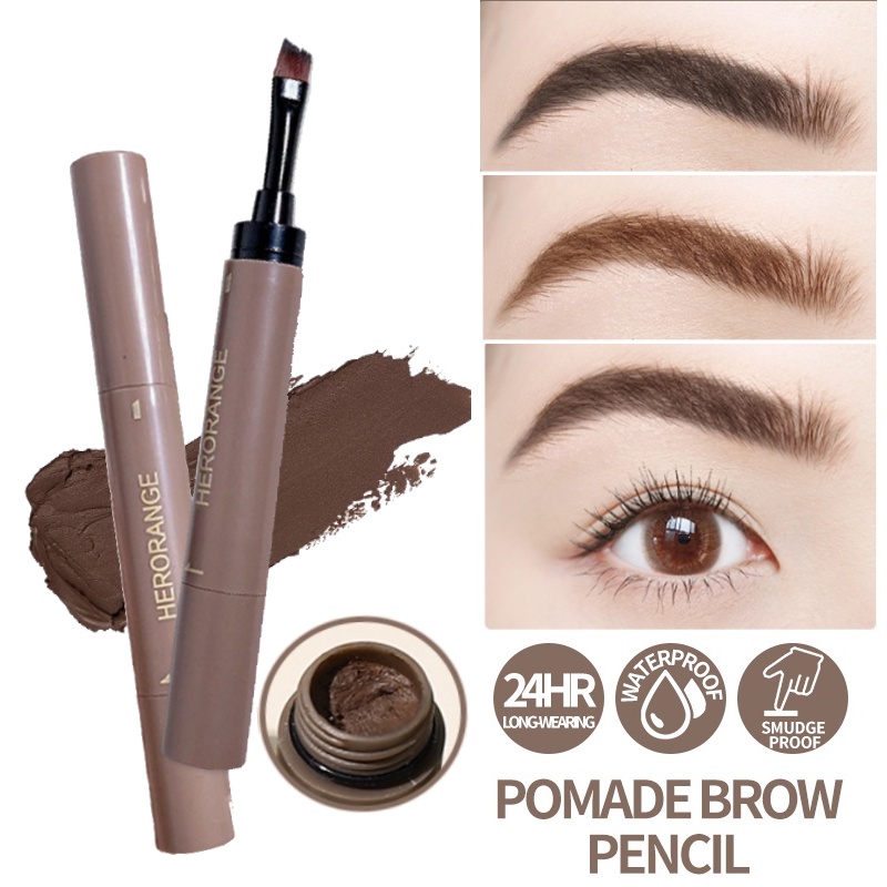 2 IN 1 Pomade Brow Pencil Eyebrow Cream Gel With Brush Long-lasting ...