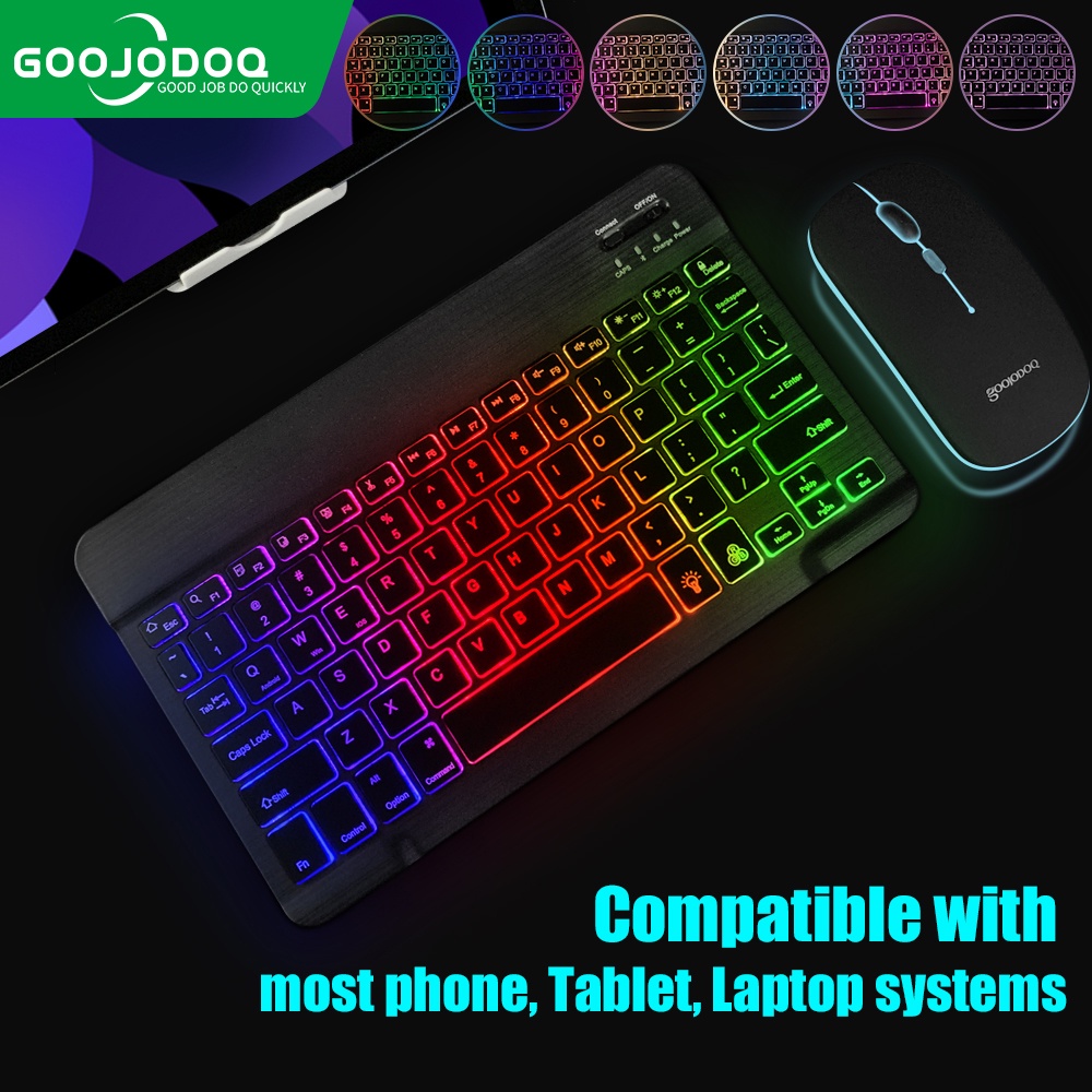 GOOJODOQ Backlit Wireless Bluetooth Keyboard and Mouse with Backlight ...
