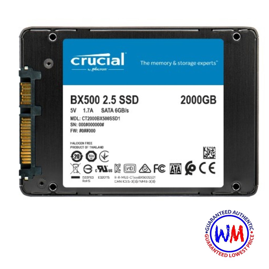 Crucial BX500 2000GB SSD 3D NAND SATA 2.5" Solid State Drive ...
