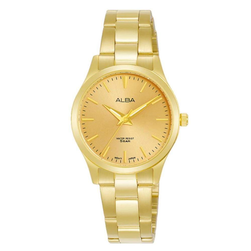 Alba Gold Dial Stainless Steel Strap ARSZ16 Quartz Women's Watch ...