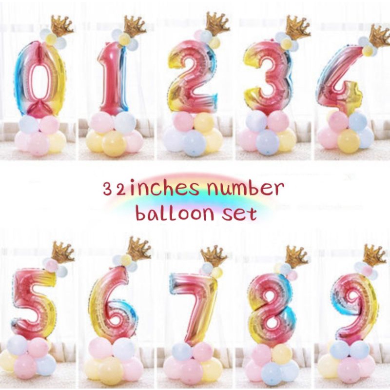 32” rainbow color number balloon set | Shopee Philippines