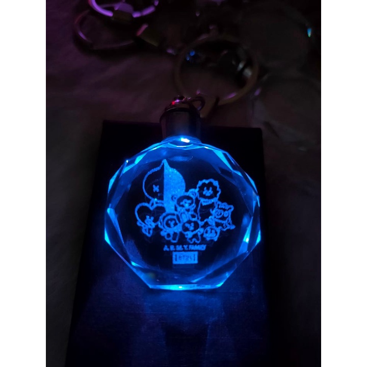 LED Crystal Keychains BTS Tinytan SB19 AOT Avengers logo Panda Luffy ...