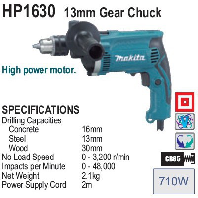 ORIGINAL Makita Hammer Drill HP1630 13mm ( 710W ) | Shopee Philippines