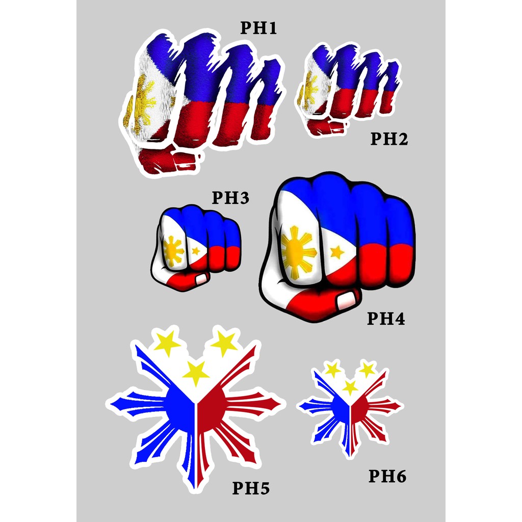 6pcs PH Flag Waterproof Vinyl Sticker (Pinoy fist / PH logo) | Shopee ...