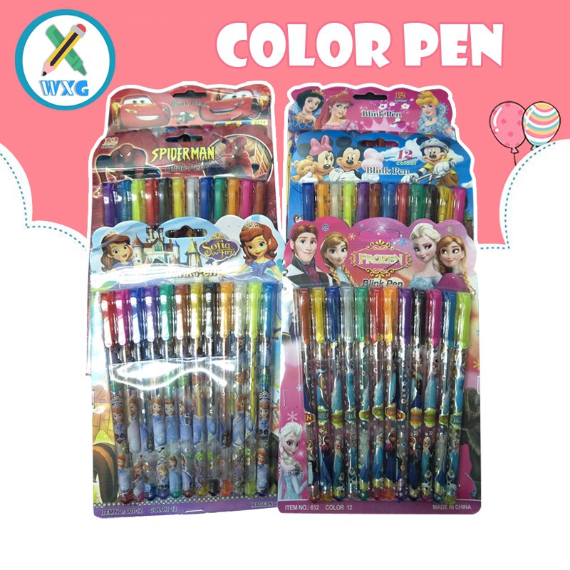 12PCS/Set Colored Blink Pen Marker Pen School Supplies (Random Design ...