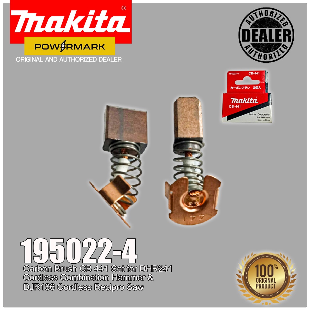 MAKITA 195022-4 Carbon Brush CB 441 Set for DHR241 Cordless Combination ...