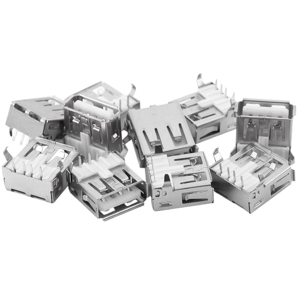 Cod 10x usb type-a female pcb mount socket plug connector right angle ...