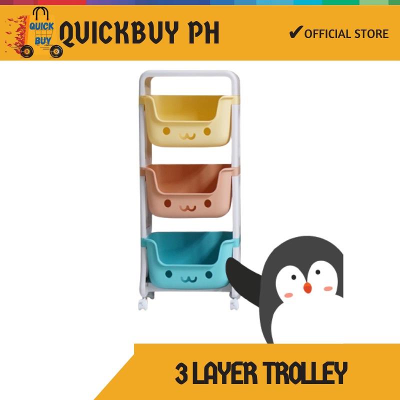3tier Toy Storage Rack Snack Organizer Trolley Rack With Movable Wheels