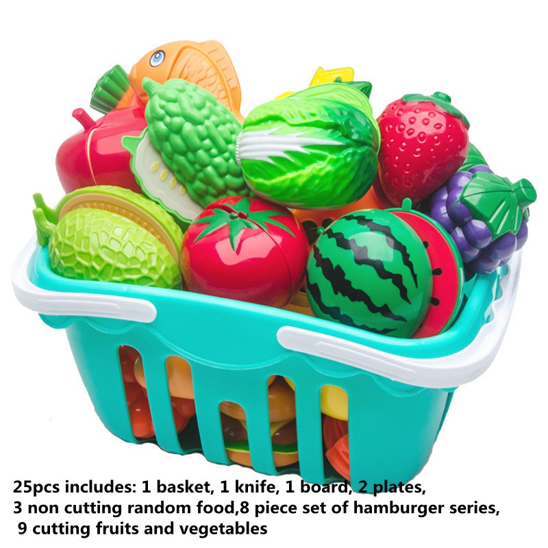 【COD】25pcs Cut Fruits Vegetable Simulated Toys Kids Gift Set Education ...
