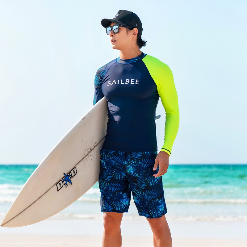 SAILBEE Men's UV Protect Surfing Rash Guard Long Sleeve Swimsuit ...