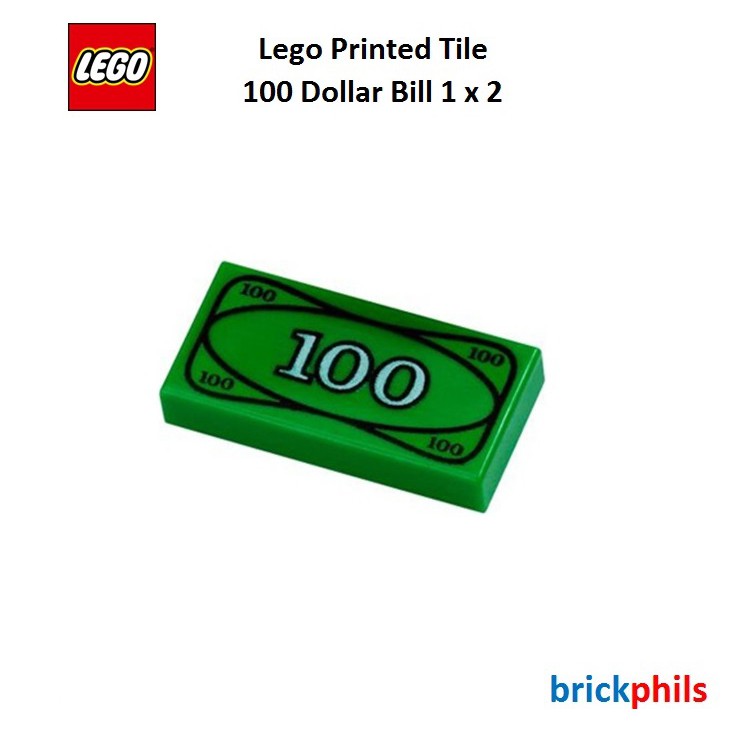 Lego Printed Tile 100 Dollar Bill (1x2 size) 1 piece | Shopee Philippines
