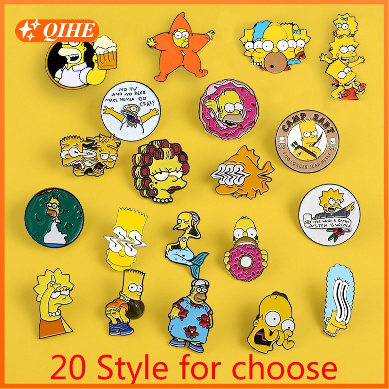 20 Styles The Simpsons Enamel Pins Funny Bart Simpson Lisa Homer TV ...