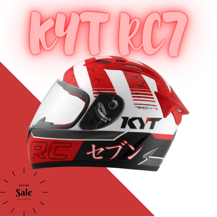 KYT RC7 WHITE RED FULL FACE HELMET CLEAR VISOR | Shopee Philippines