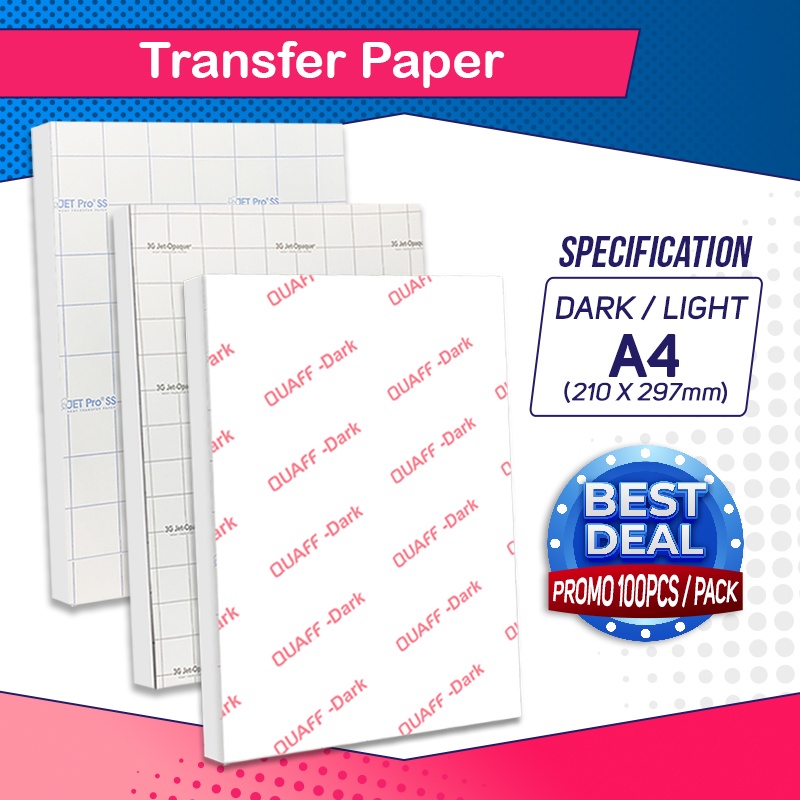 (100sheets) US Dark A4 Size / US Light A4 Size / QUAFF Dark Transfer ...