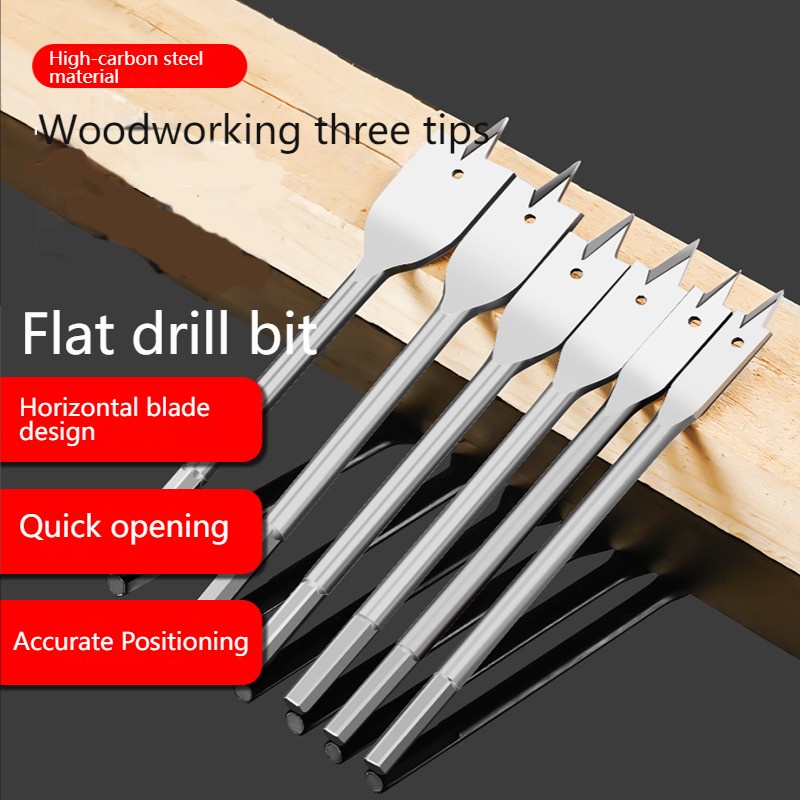 ANTON 6pcs Stainless Tool hex bit Wood drill flat shank wood hole saw ...