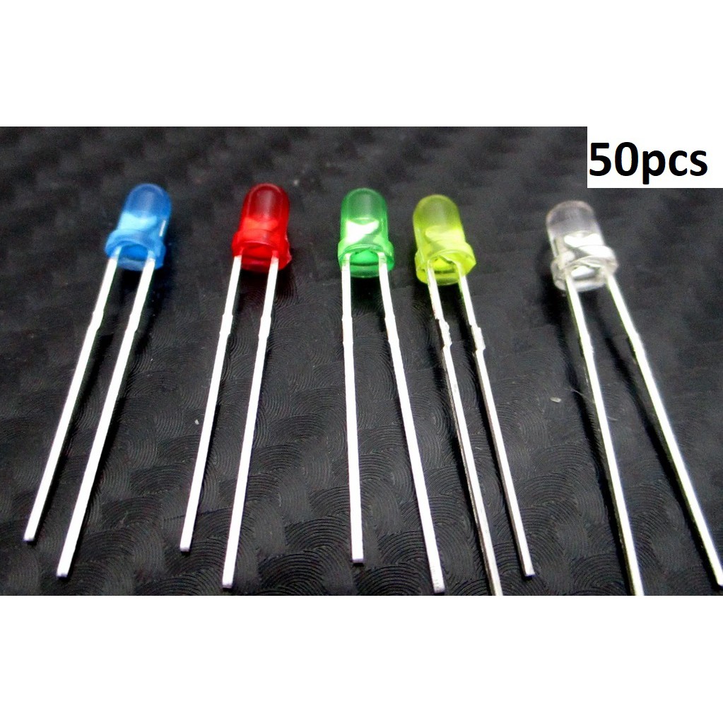 50pcs 3mm LED red led green led yellow led blue led white led 3mm light ...