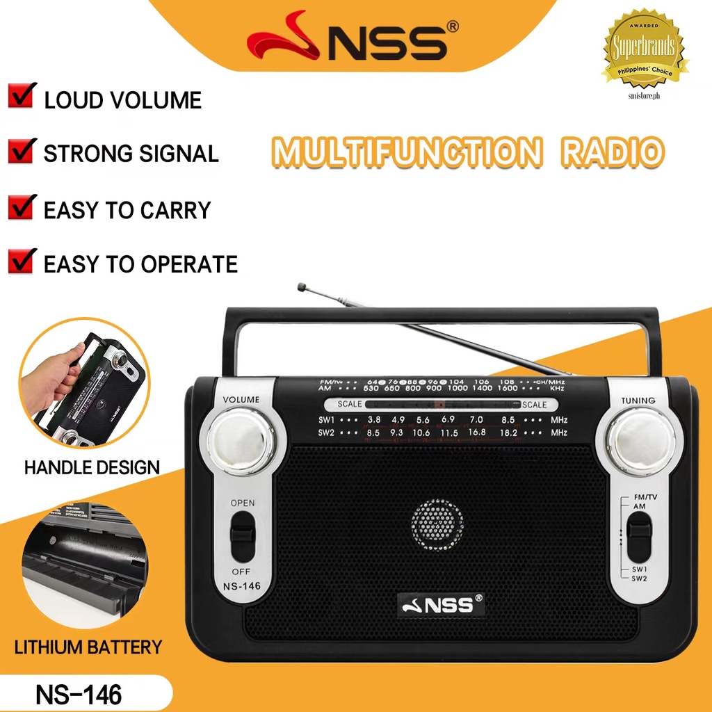 NSS Radio FM/AM/SW With 2 BAND Multimedia Speaker System Portable Radio NS-146 | Shopee Philippines