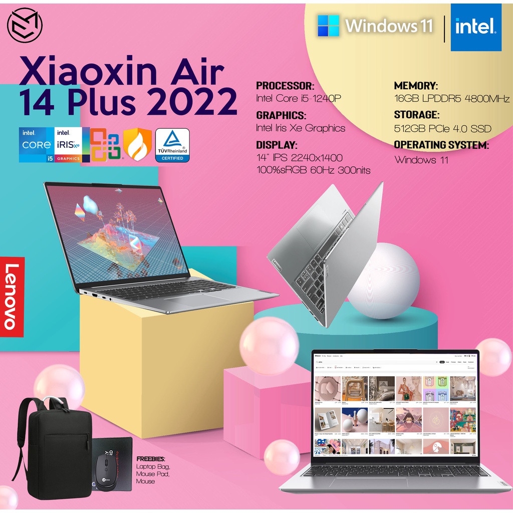 Lenovo Xiaoxin Air 14 Plus 2022 i5-1240P 14" 2240x1400 60Hz LPDDR5 4800MHz 300nits 16GB 512GB ...