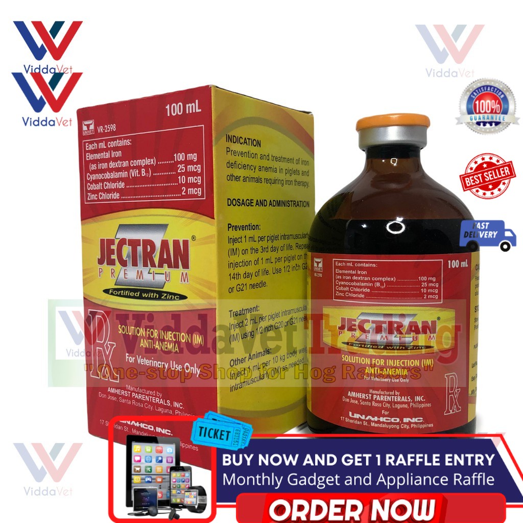 1Bottle Viddavet Univet Jectran Premium (100ml) - anemia, anemia due to ...